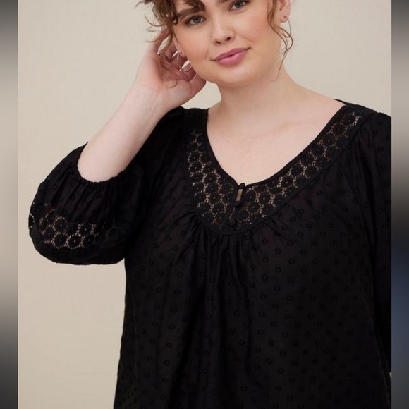 torrid | Tops | Torrid Black Clip Cotton Crochet Lace Boho | Poshmark